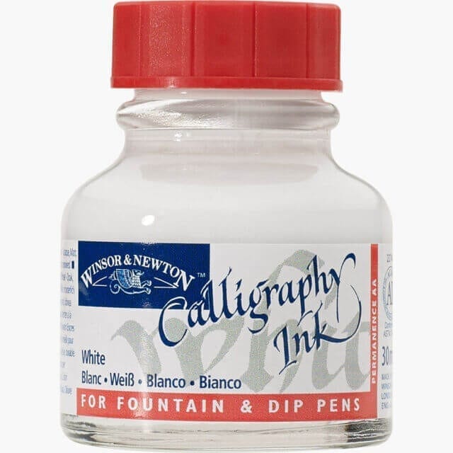 Winsor & Newton Calligraphy Ink 30ml White - Blots Pen & Ink Supplies