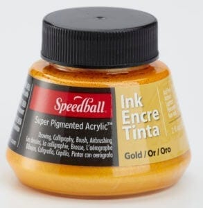 Speedball Pigmented Ink Gold 2 Fl. Oz. (59.2ml)